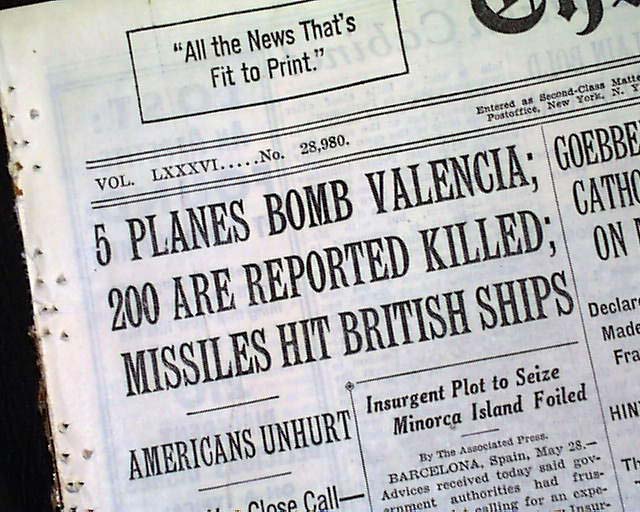 Valencia, Spain bombing in 1937.... - RareNewspapers.com