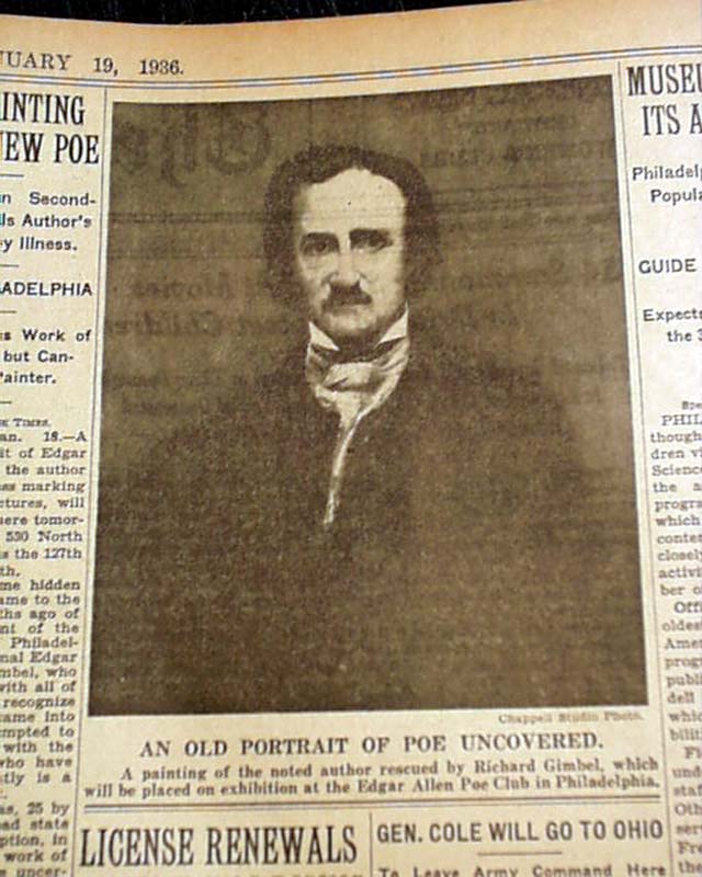 Edgar Allan Poe portrait discovery... - RareNewspapers.com