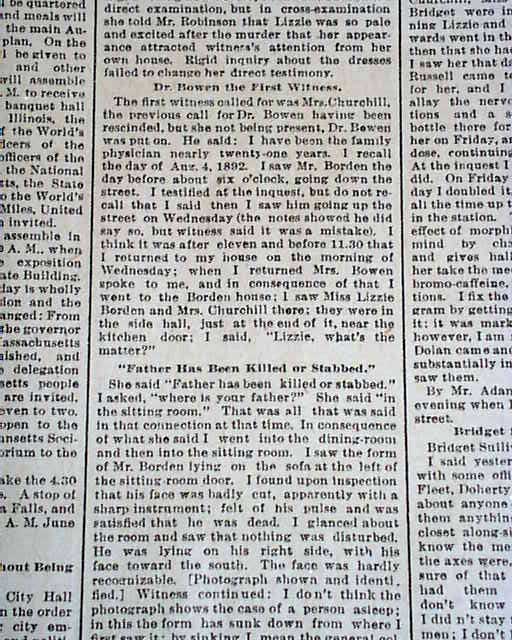 Much on the Lizzie Borden murder trial: in a Boston newspaper ...
