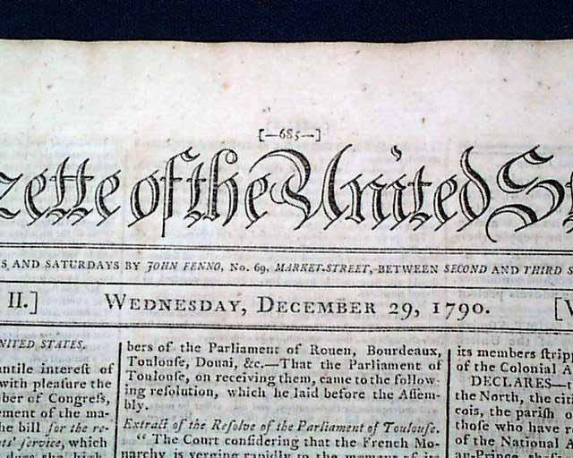 George Washington Era Newspaper.... - RareNewspapers.com