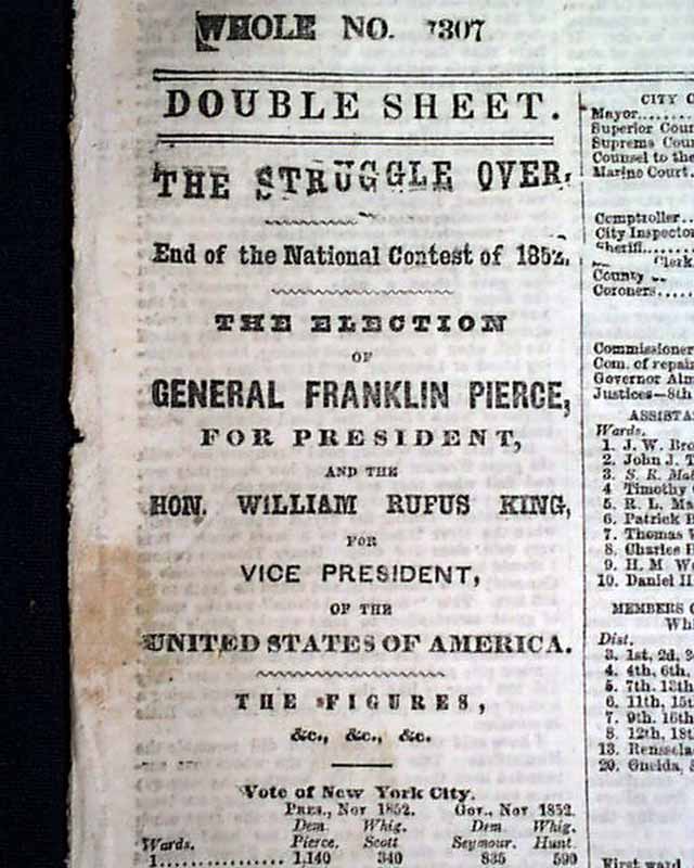 Franklin Pierce Wins 1852 Election.... - RareNewspapers.com