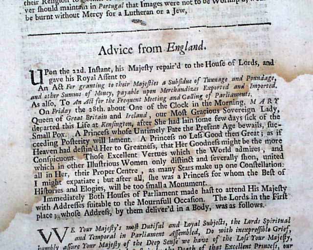 Death of Queen Mary II... - RareNewspapers.com