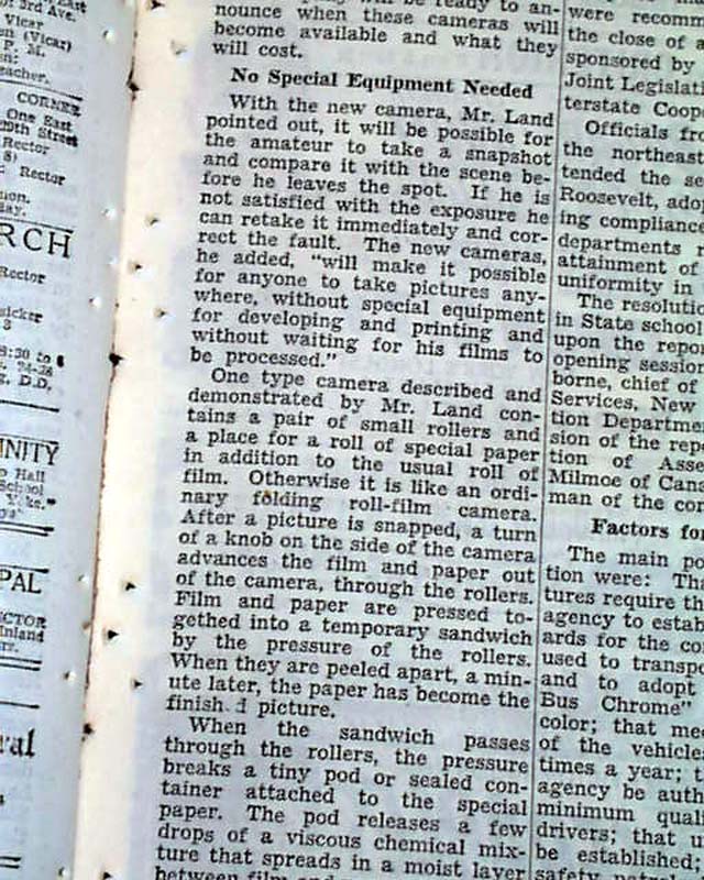 Instant camera invented in 1947 - RareNewspapers.com