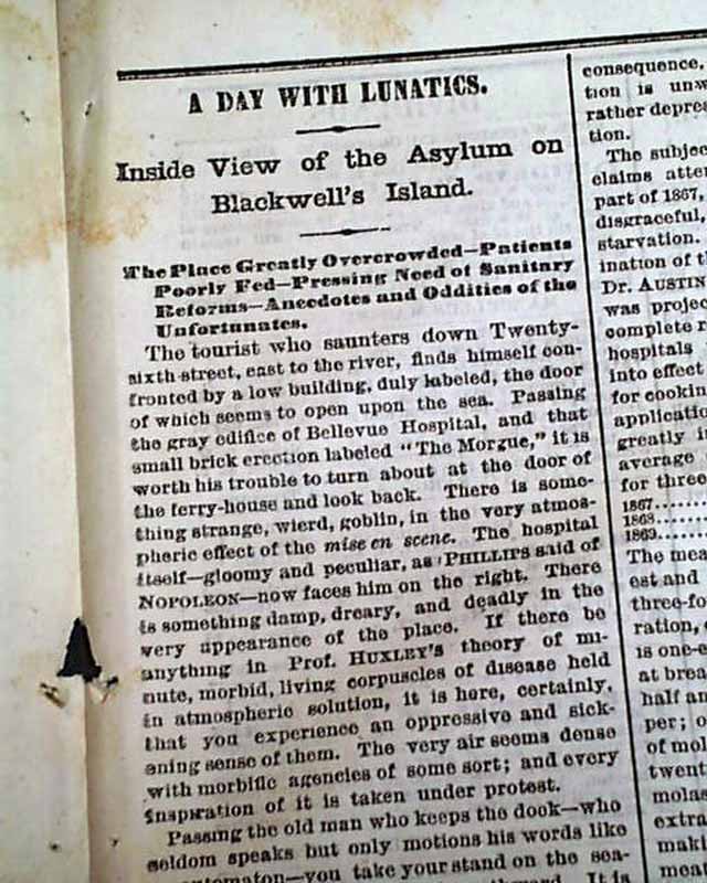 Blackwell's Island insane asylum... - RareNewspapers.com