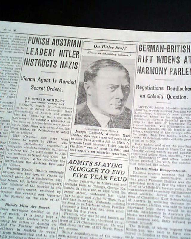Anschluss... Austria annexation... Adolph Hitler... - RareNewspapers.com