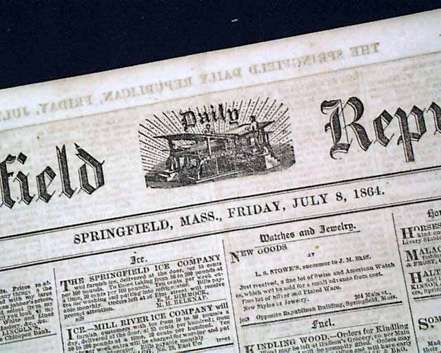 1864 Springfield MA Newspaper.... - RareNewspapers.com