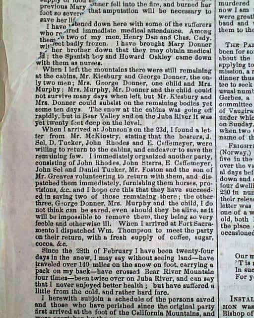 Gruesome details of the Donner party tragedy... - RareNewspapers.com