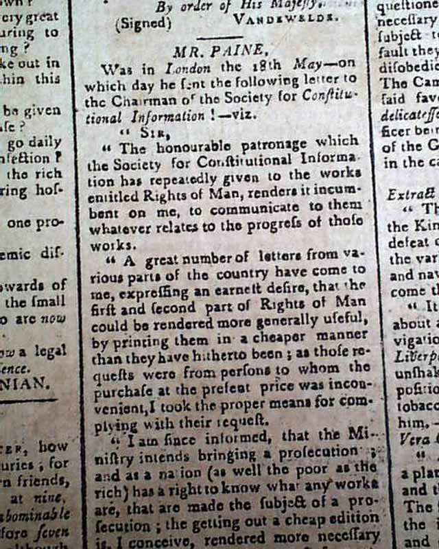 A letter from Thomas Paine... - RareNewspapers.com
