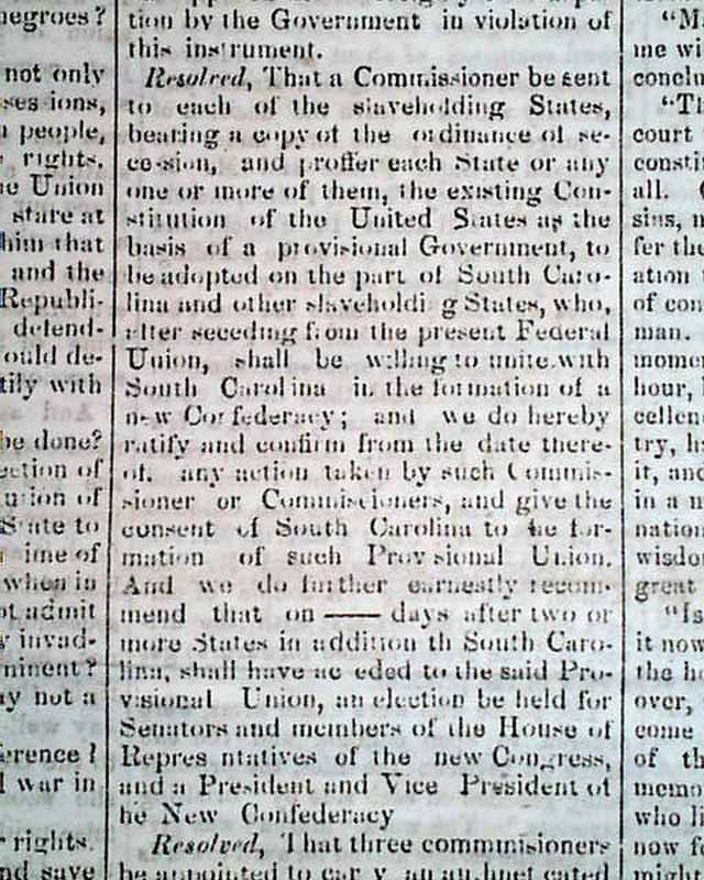 South Carolina secedes from the Union... - RareNewspapers.com