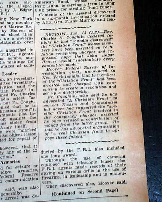 The Christian Front arrests in 1940... - RareNewspapers.com