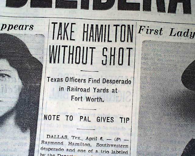 Outlaw Raymond Hamilton re-captured... - RareNewspapers.com