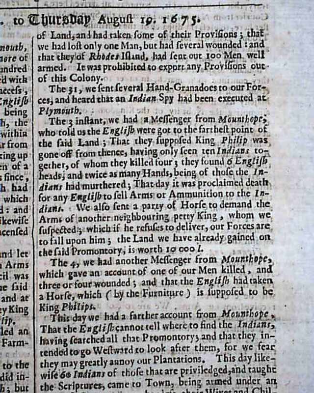King Philip's War: the first war in America... - RareNewspapers.com