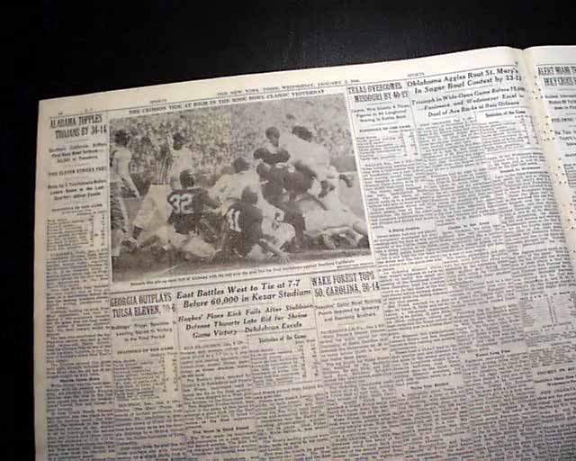 Alabama wins Rose Bowl in 1946 - RareNewspapers.com