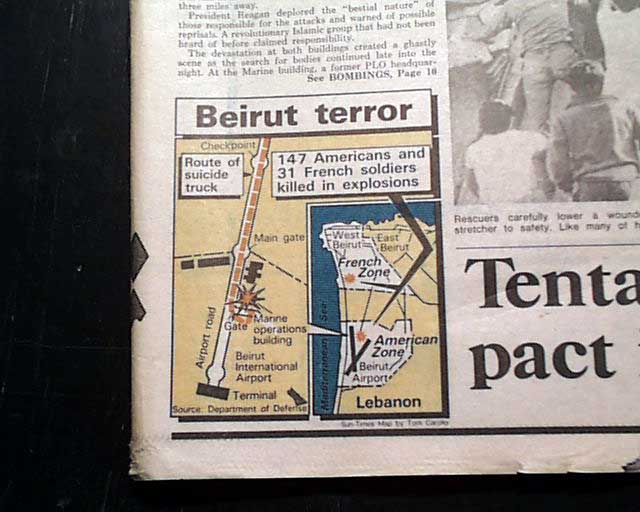 1983 Beirut barracks bombings... - RareNewspapers.com