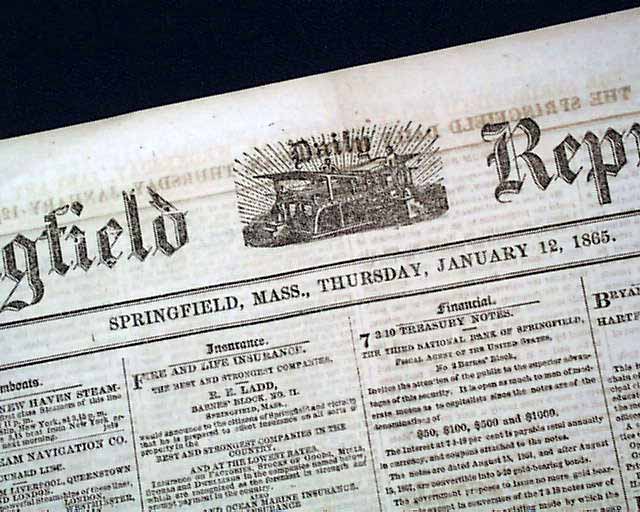 1865 Springfield Massachusetts Newspaper.... - RareNewspapers.com