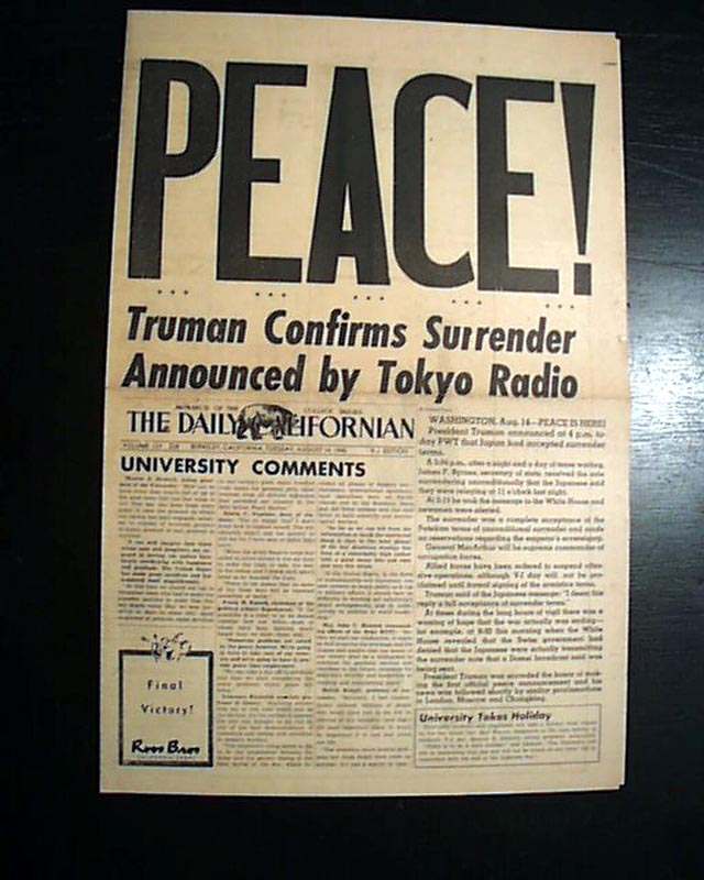 Dramatic issue on the end of the war, and great for display ...