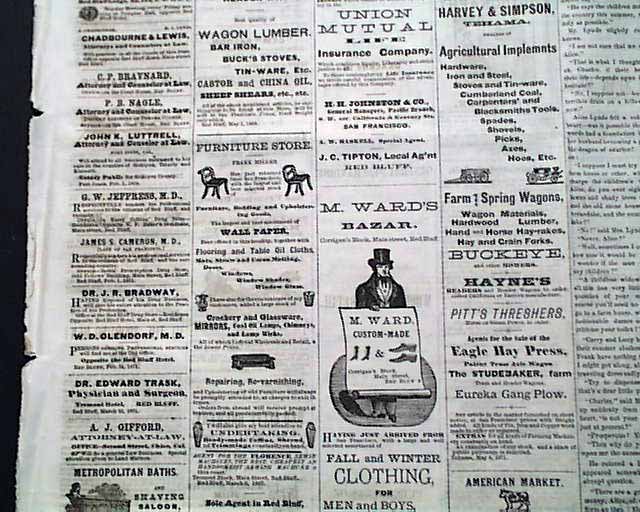 1872 Old West Newspaper From Red Bluff CA... - RareNewspapers.com