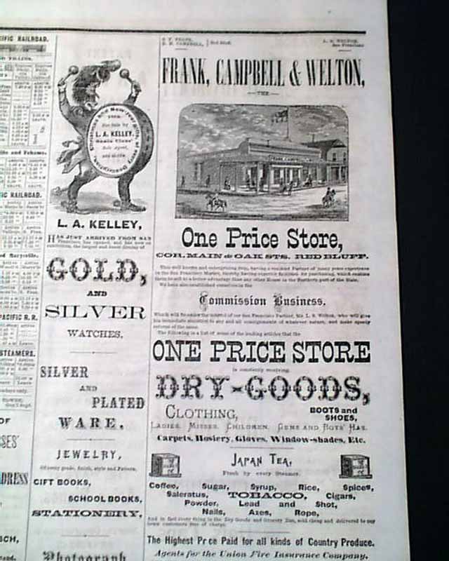 1872 Old West Newspaper From Red Bluff CA... - RareNewspapers.com