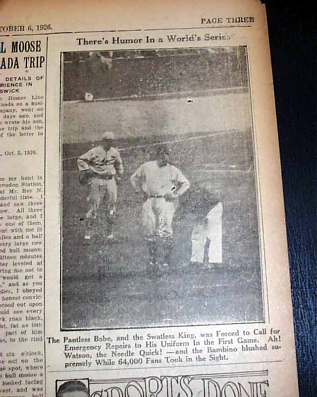 Babe Ruth homers in the 1926 World Series... - RareNewspapers.com
