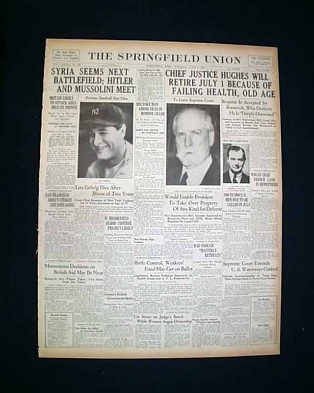 Death of Lou Gehrig in 1941.... - RareNewspapers.com