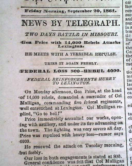 1861 Springfield MA Newspaper.... - RareNewspapers.com