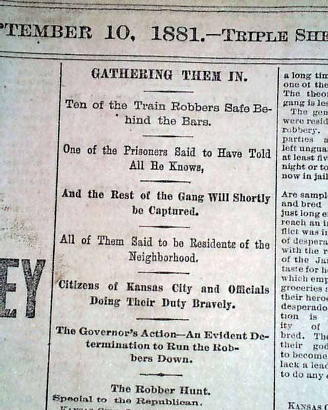 The "Blue Cut" train robbery by Jesse James & his gang ...