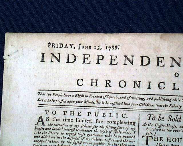 1788 Philadelphia Pennsylvania..... - RareNewspapers.com