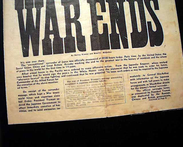 Displayable issue on the end of World War II... - RareNewspapers.com