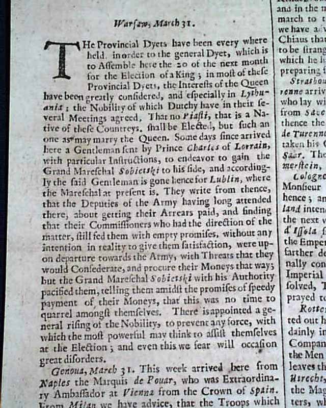 World's Oldest NEWSPAPER 1674 Gazette 316 YEARS OLD... - RareNewspapers.com