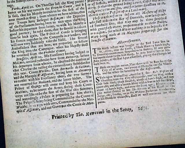 World's Oldest NEWSPAPER 1674 Gazette 316 YEARS OLD... - RareNewspapers.com