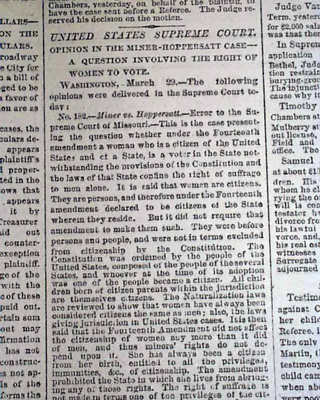 Pair of issues on Virginia Minor before the Supreme Court ...