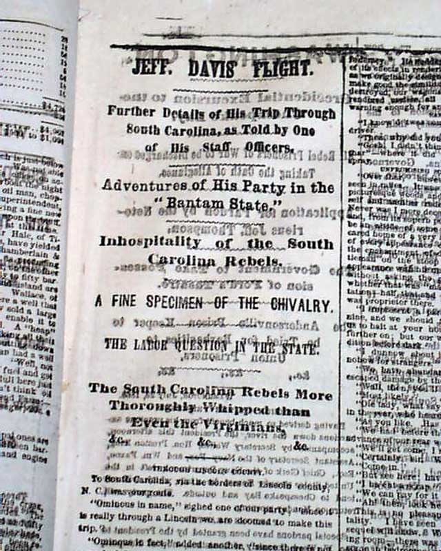 Early Reconstruction thoughts... Jeff Davis' flight... - RareNewspapers.com