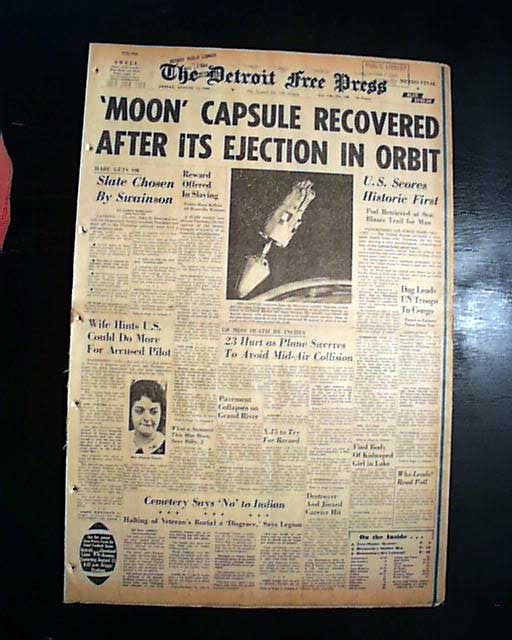 Discoverer 13 capsule recovery a 1st... - RareNewspapers.com