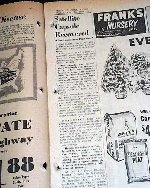 Discoverer 13 capsule recovery a 1st... - RareNewspapers.com