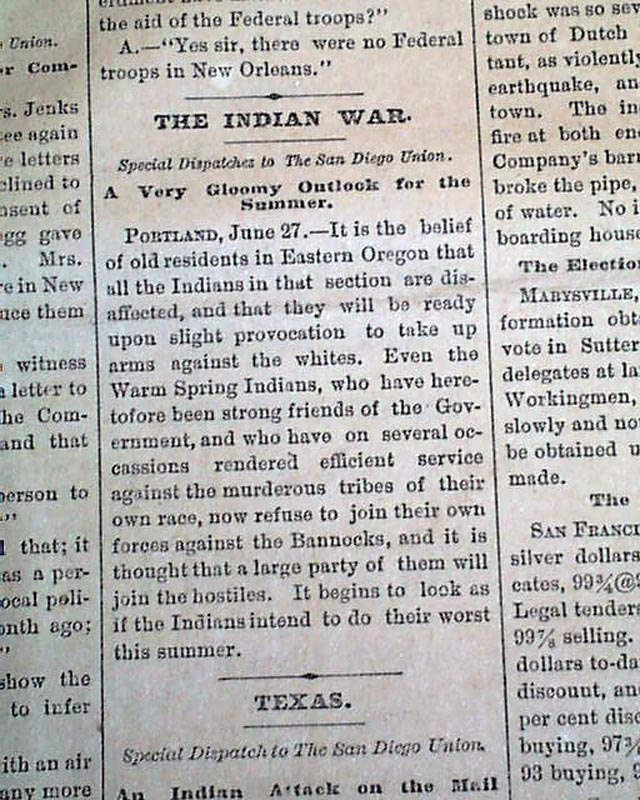 Indian troubles, including an attack on a stage coach ...