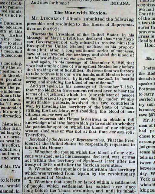 Abraham Lincoln in Congress in 1847... - RareNewspapers.com