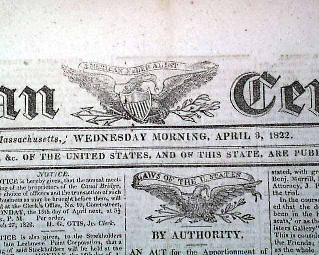 1822 James Monroe Act.... - RareNewspapers.com