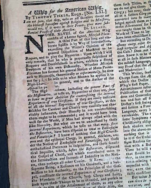 Nice newspaper from colonial New York... - RareNewspapers.com