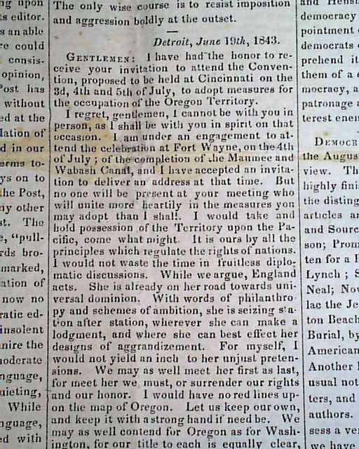 Lewis Cass in 1843.... - RareNewspapers.com