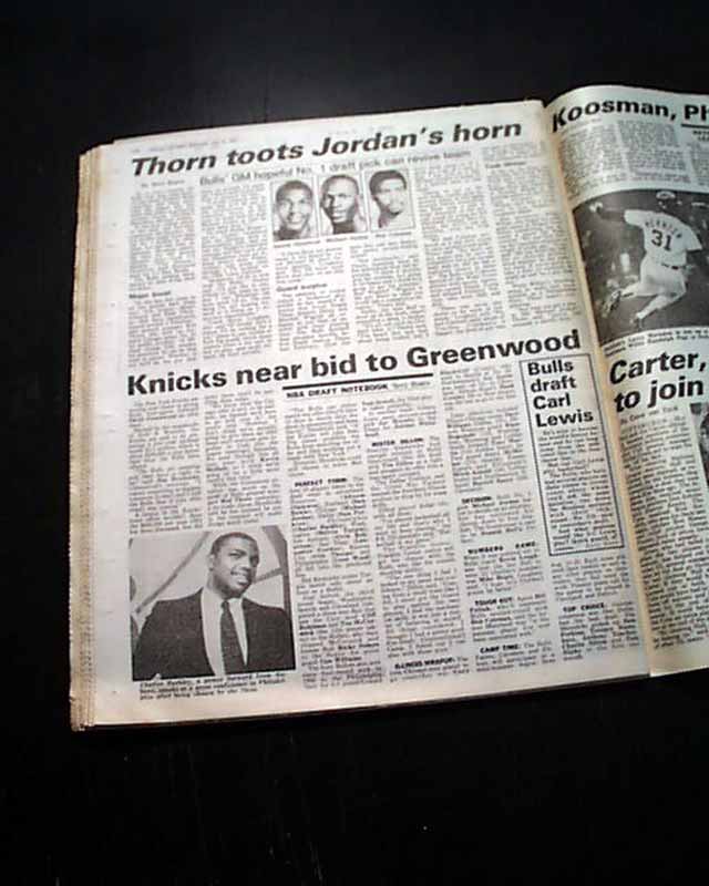 Michael Jordan drafted by Bulls in a Chicago newspaper ...