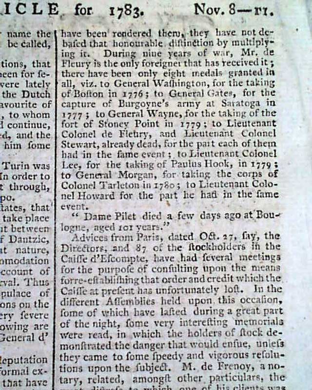 Franklin's letter to de Fleury for the medal he earned ...