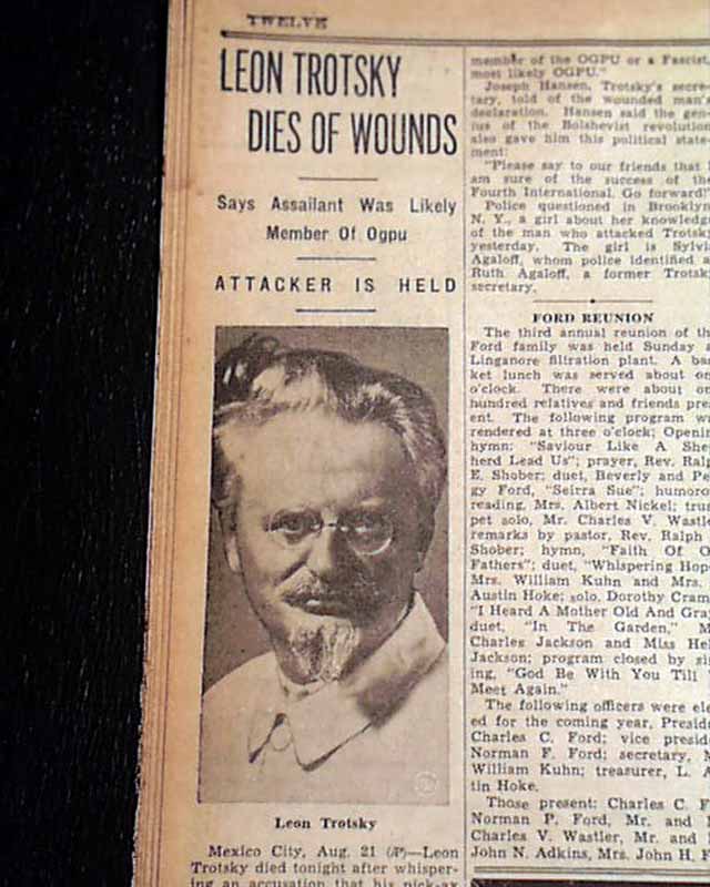 Leon Trotsky assassinated in 1940... - RareNewspapers.com