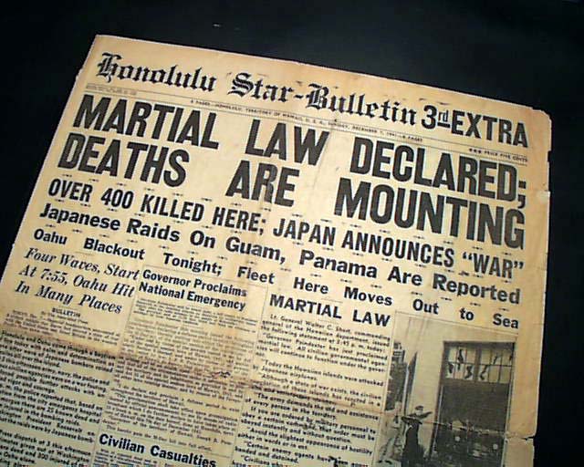 Rare "3rd Extra" of the Honolulu Star-Bulletin on Pearl Harbor ...