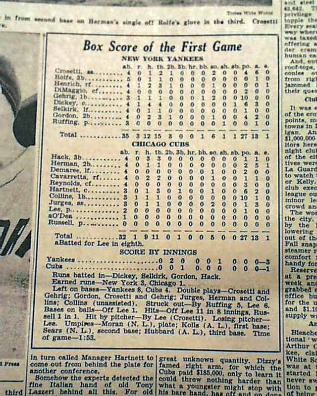 1938 World Series of baseball... - RareNewspapers.com