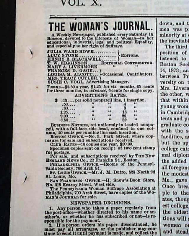 Early woman's suffrage newspaper... - RareNewspapers.com