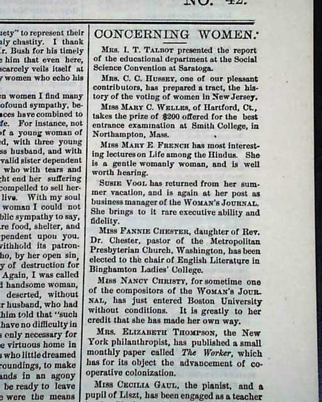 Early woman's suffrage newspaper... - RareNewspapers.com