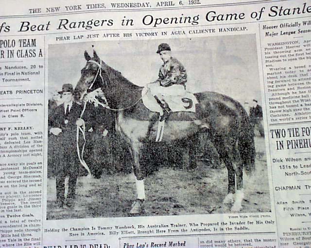 Australian racehorse Phar Lap death... - RareNewspapers.com