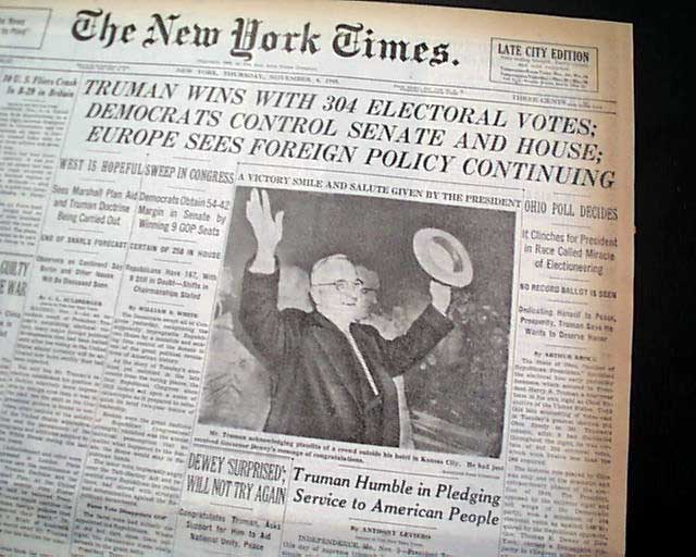Truman wins the Presidential election... - RareNewspapers.com