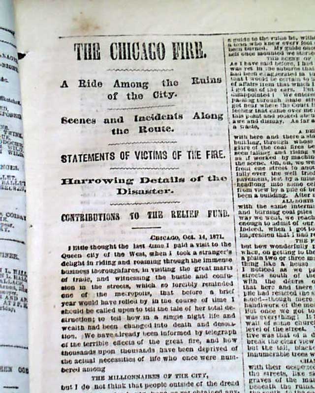 Much on the Great Chicago Fire, plus the "even greater" Peshtigo Fire ...