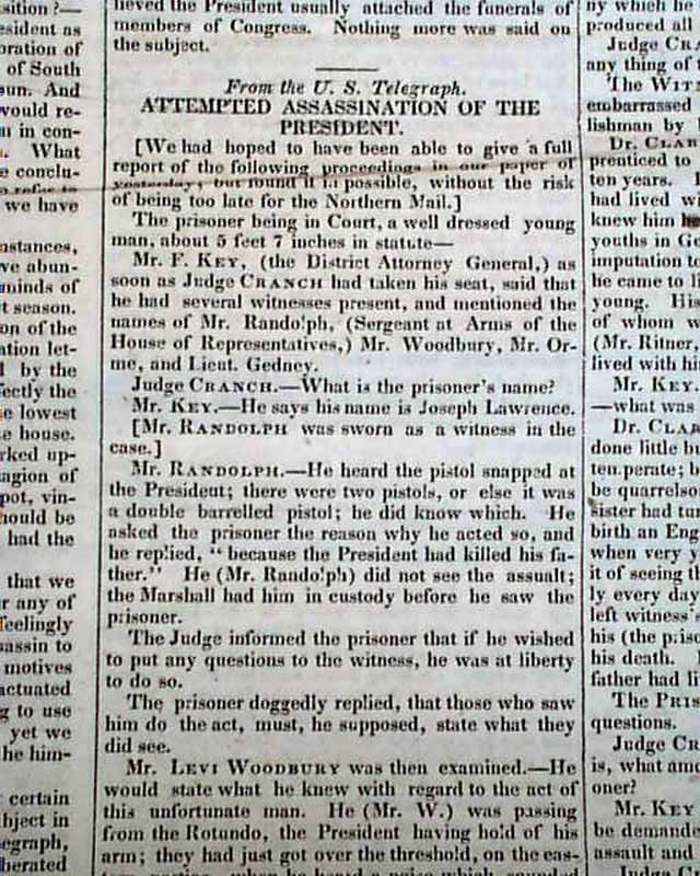 Attempted assassination of President Andrew Jackson... - RareNewspapers.com